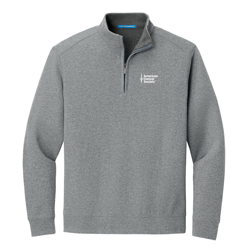 Interlock ¼ Zip Pullover - Heather Grey with White logo – American ...